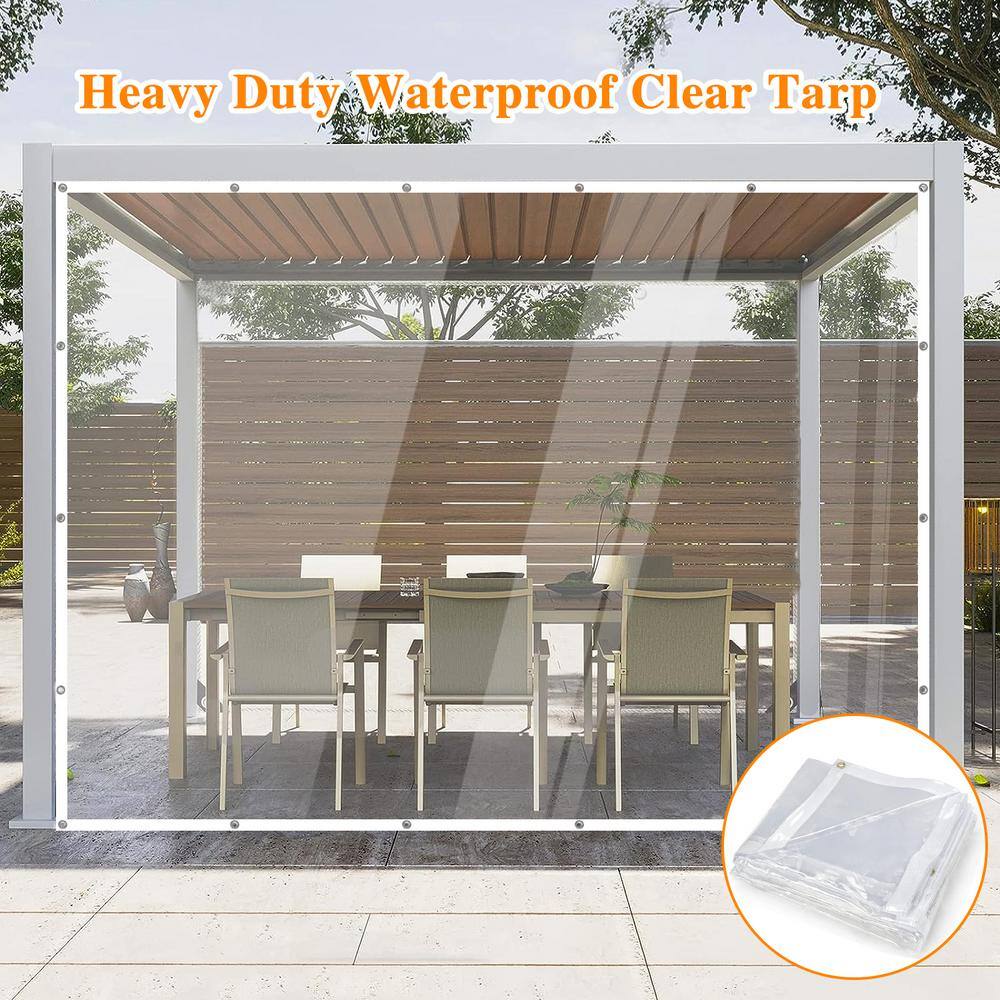 Agfabric 10 ft. x 20 ft. Clear Tarp Heavy Duty Waterproof with Eyelets ...