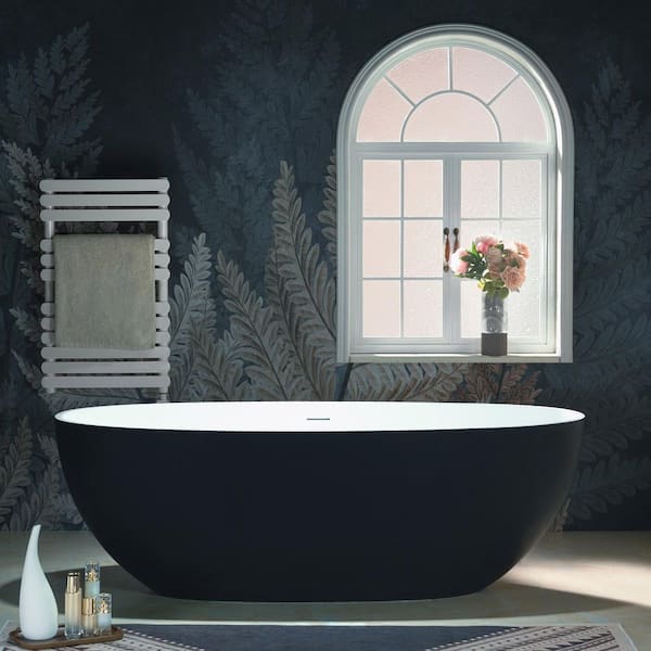 WOODBRIDGE 61 in. x 30.75 in. Solid Surface Stone Resin Soaking Bathtub ...