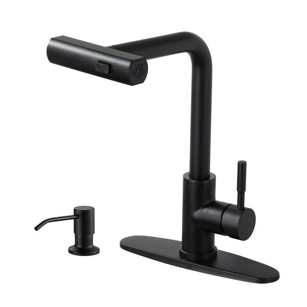 ALEASHA Matte Black 3-Mode 13.5 in. H 360° Swivel Pull-Out Sprayer ...