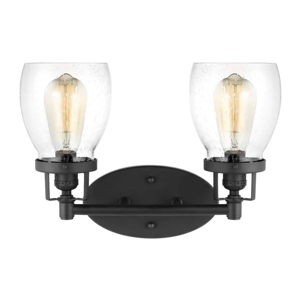 Generation Lighting Belton 15 in. 2-Light Midnight Black Transitional ...