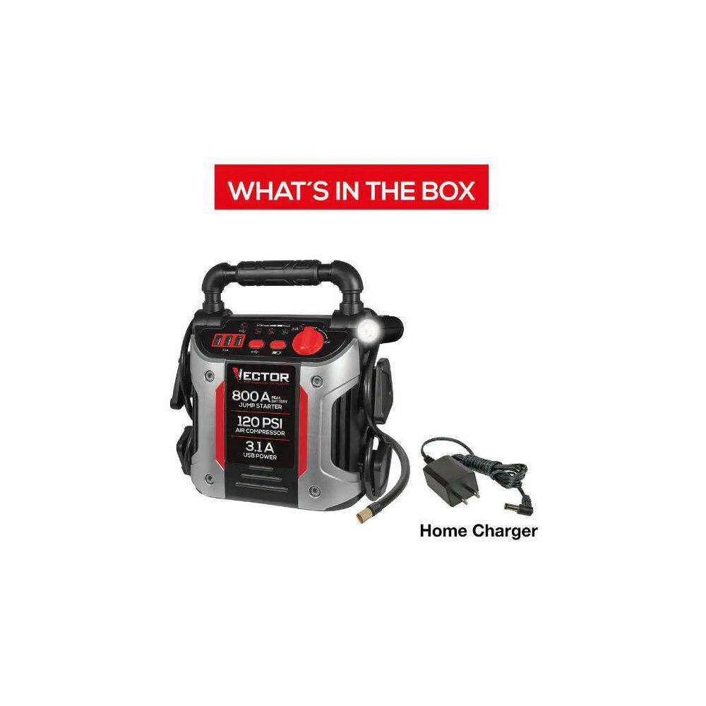 Buy 800 Peak Amp Jump Starter, 120 PSI Air Compressor, Three USB ...