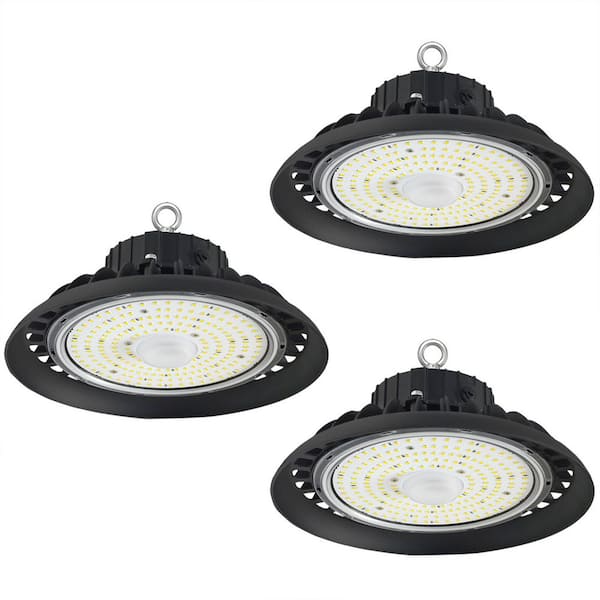 Bieuoram 11 in. 150W Integrated LED Balck High Bay Light, 24000LM 5000K ...