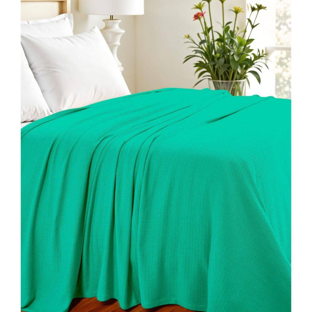 HomeRoots Turquoise Honeycomb Cotton Throw Blanket 2000549288 - The ...