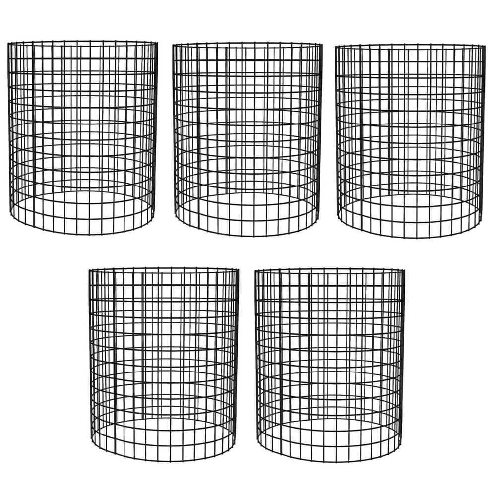 17 in. Black Metal Garden Plant Support Wire Mesh Protector Cage (5 ...