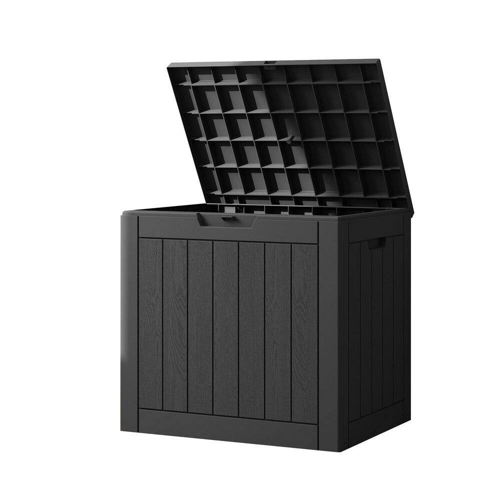 31 Gal. Black Resin Deck Box, Outdoor Storage Box with Weather ...