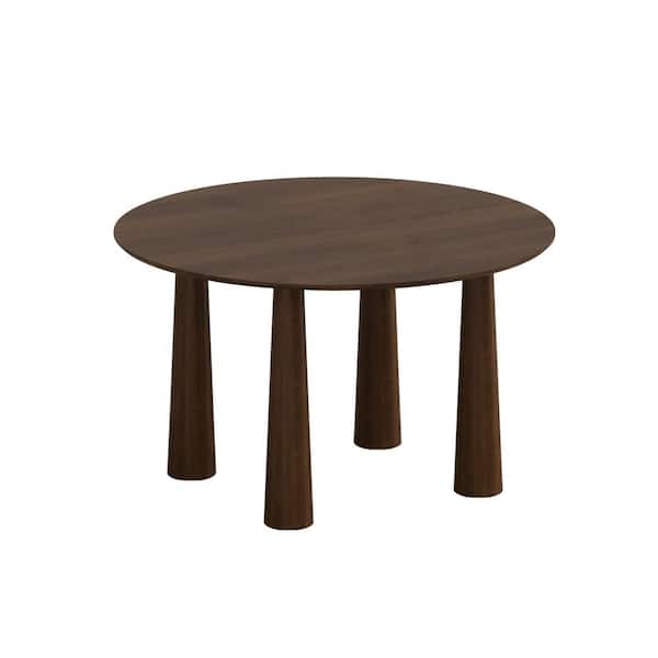 Dovelina Kathleen Walnut Round Wood Top 52 in. 4 Legs Dining Table ...