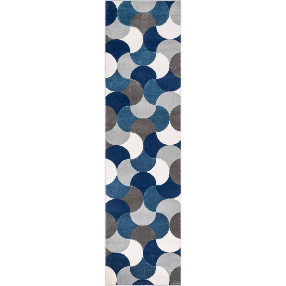 Well Woven Blue 2 ft. 7 in. x 9 ft. 10 in. Good Vibes Helena Modern ...