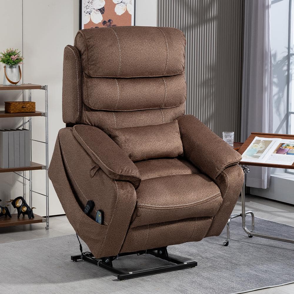 YOFE Dual Motor Oversized 180° Lay Flat Coffee Brown Chenille Power ...