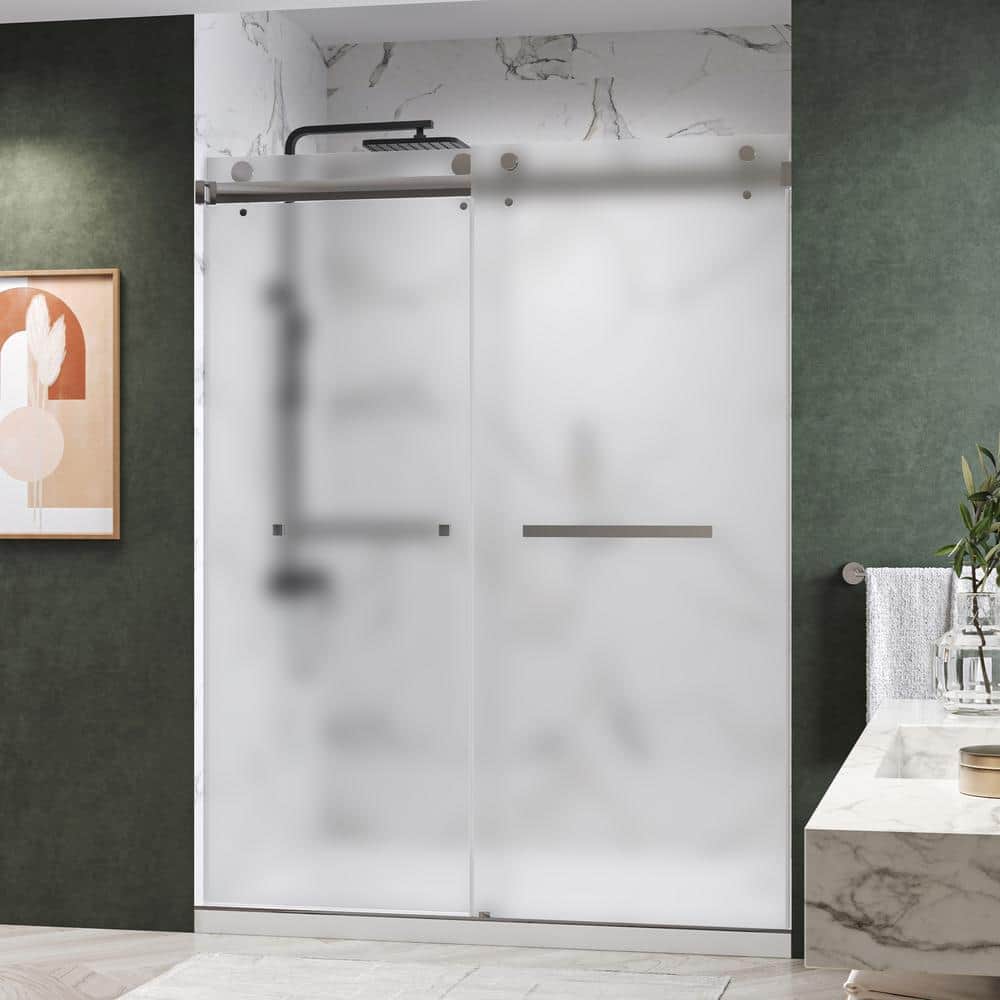 Kobiworks Catalyst 60 in. W x 76 in. H Double Sliding Frameless Shower ...