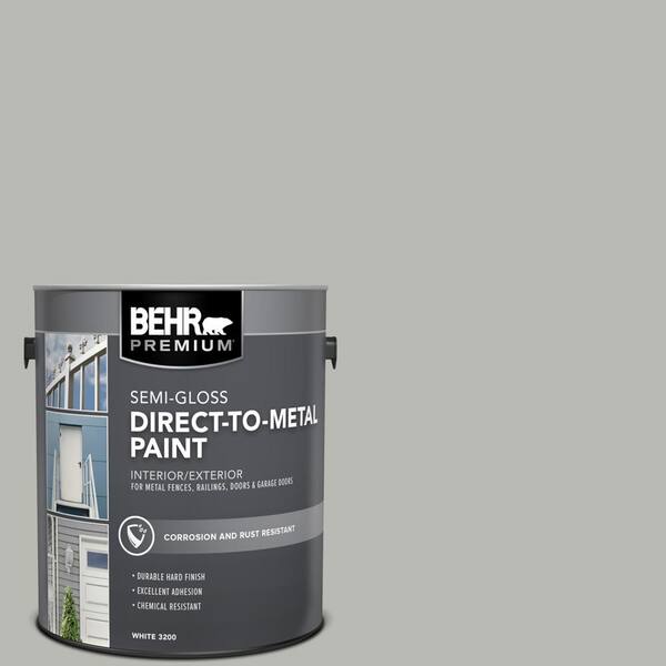 BEHR PREMIUM 1 gal. #PPU18-11 Classic Silver Semi-Gloss Direct to Metal ...