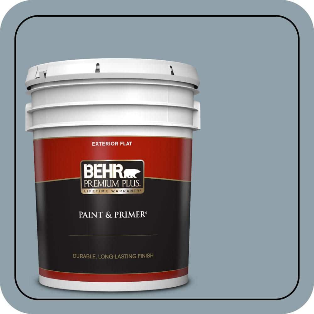 BEHR PREMIUM PLUS 5 Gal. #N480-4A Dusty Denim Flat Exterior Paint and ...