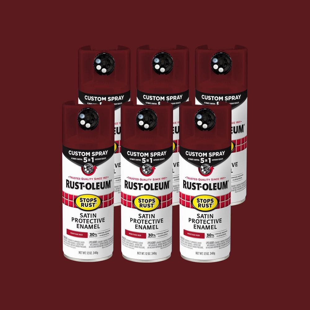 Rust-Oleum Stops Rust 12 oz. Custom Spray 5-in-1 Satin Heritage Red ...