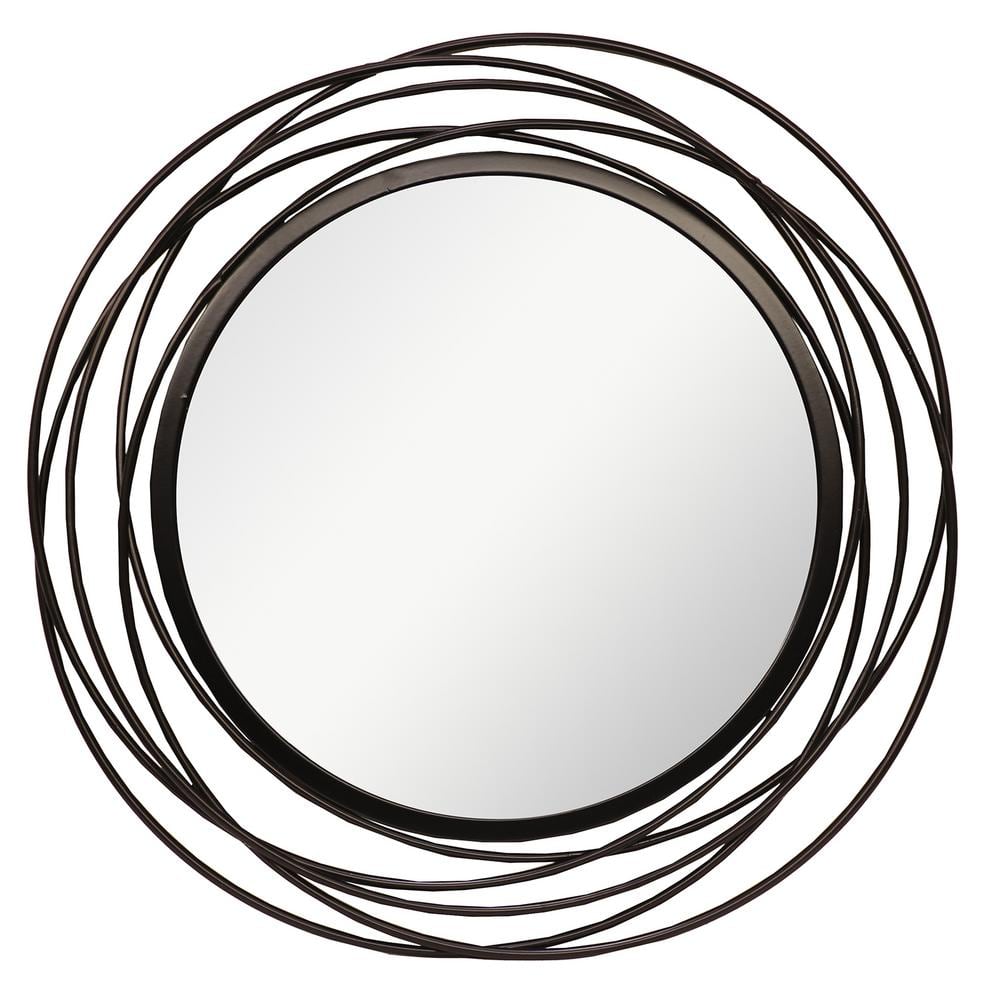 MIRRORIZE 20 in. W x 20 in. H Round Black Wire Mirror IMP8860 - The ...