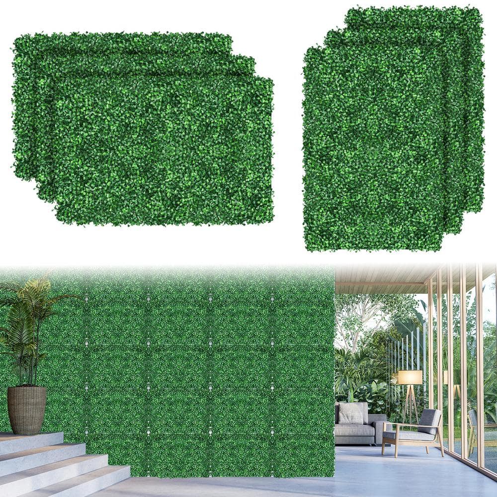 Oumilen 24 in. x 16 in. Artificial Plant, Milano Leaf, Privacy Hedge ...