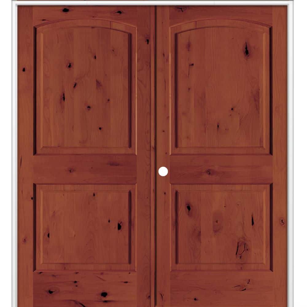 Krosswood Doors 48 in. x 80 in. Rustic 2-Panel Arch Top Right Active ...