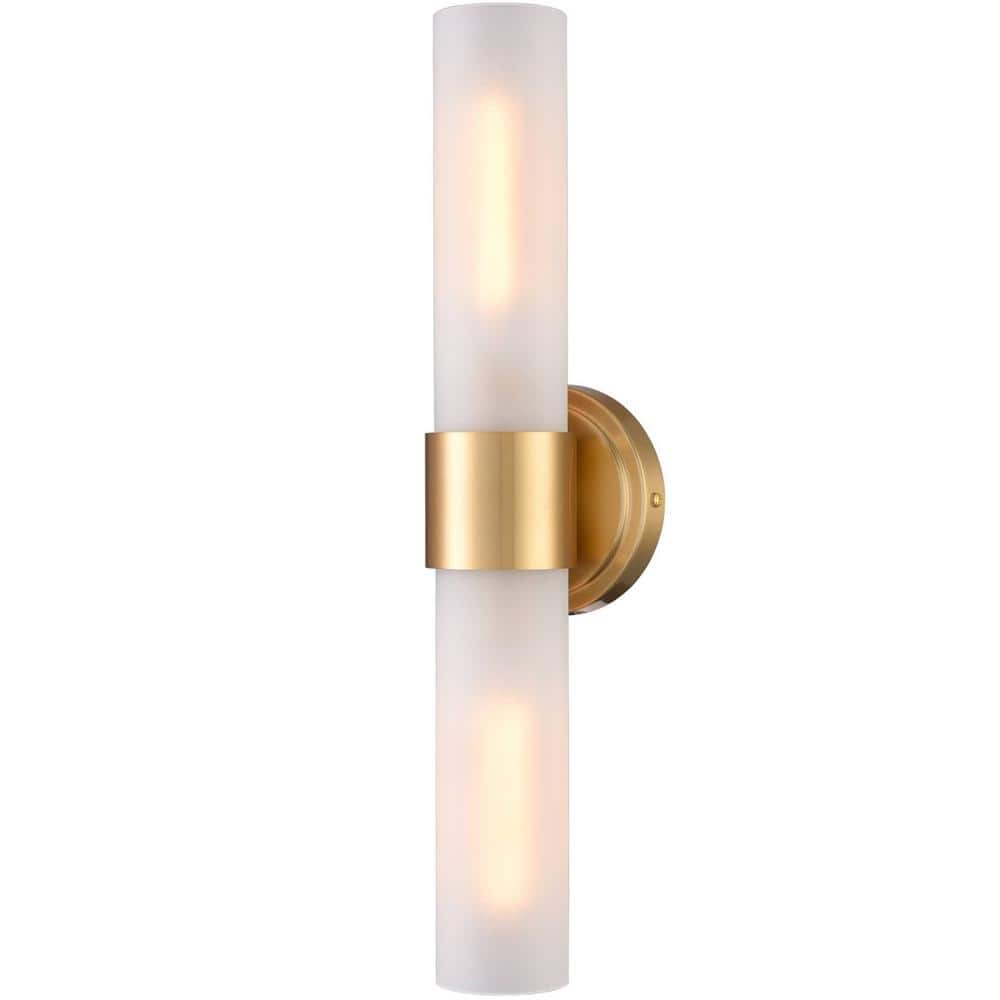 CLAXY 4.9 in. 2-Light Gold Modern Wall Sconce with Standard Shade DZ-B3281-2BU-J-M - The Home Depot
