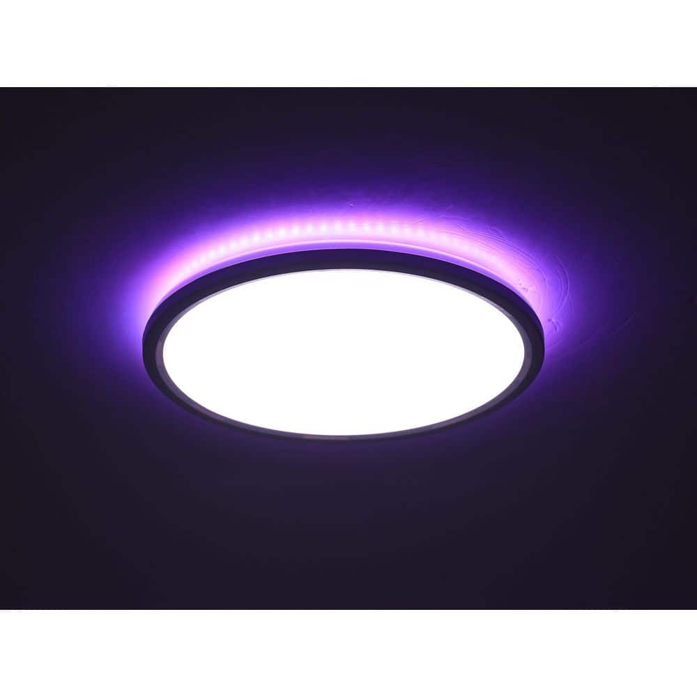 Bieuoram 12 in. 28-Watt 3600 Lumens RGB Color Changing LED Recessed ...