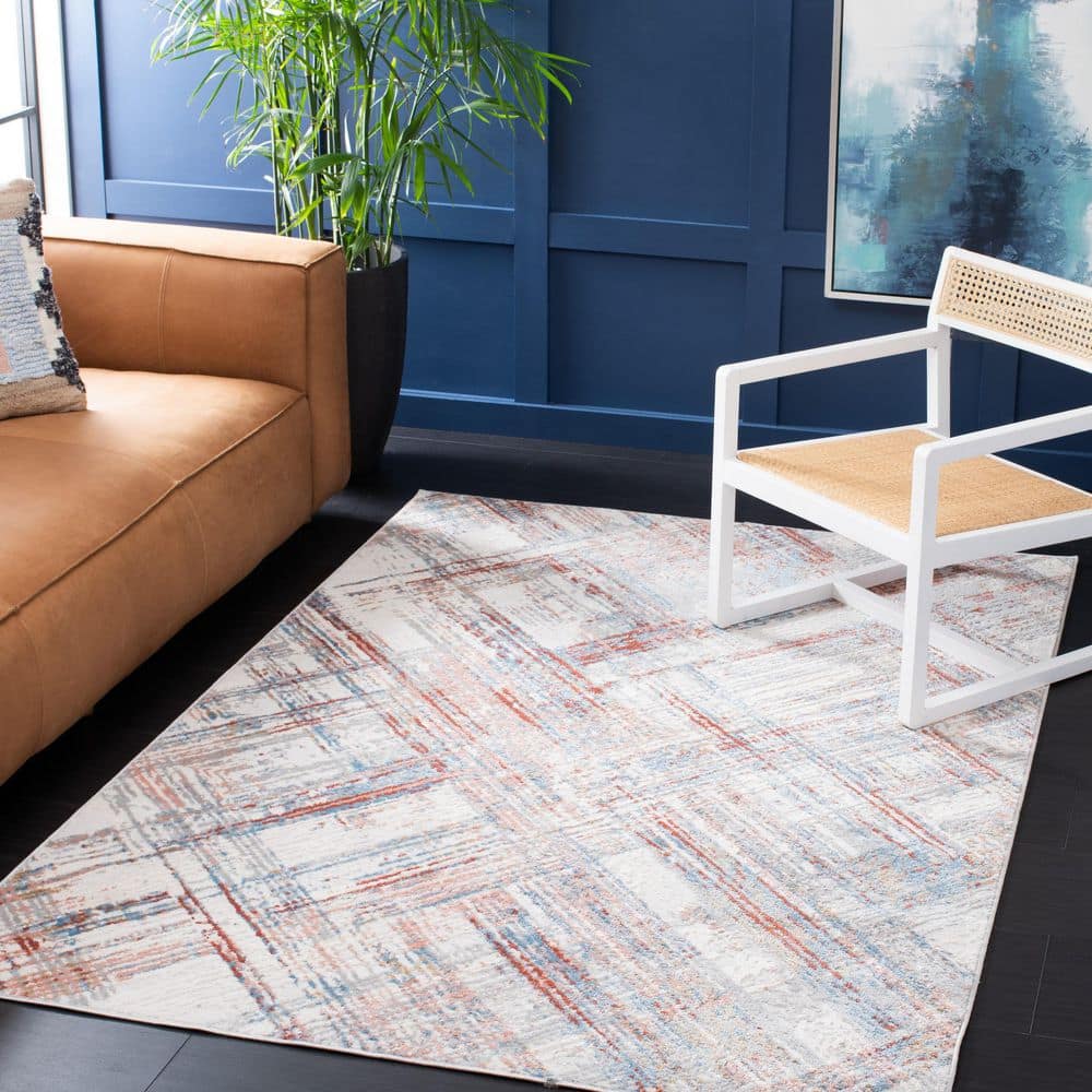 SAFAVIEH Shivan 5 ft. x 8 ft. Ivory/Rust Distressed Crosstitch Area Rug ...