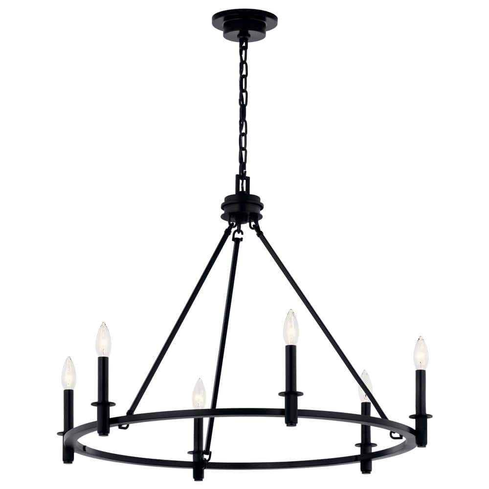 KICHLER Carrick 32.25 in. 6-Light Black Traditional Candle Circle ...