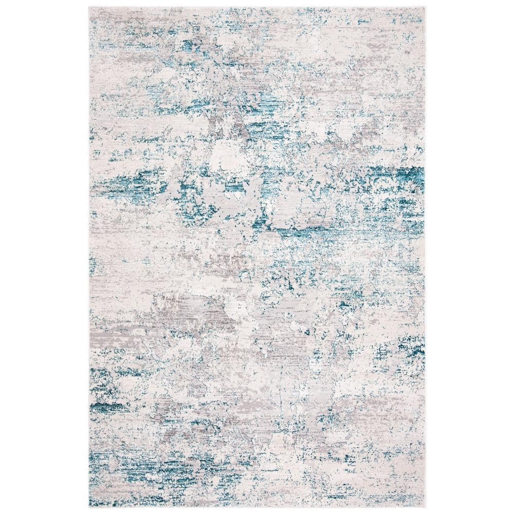 SAFAVIEH Amalfi Cream/Turquoise 4 ft. x 6 ft. Abstract Area Rug AMF572B ...