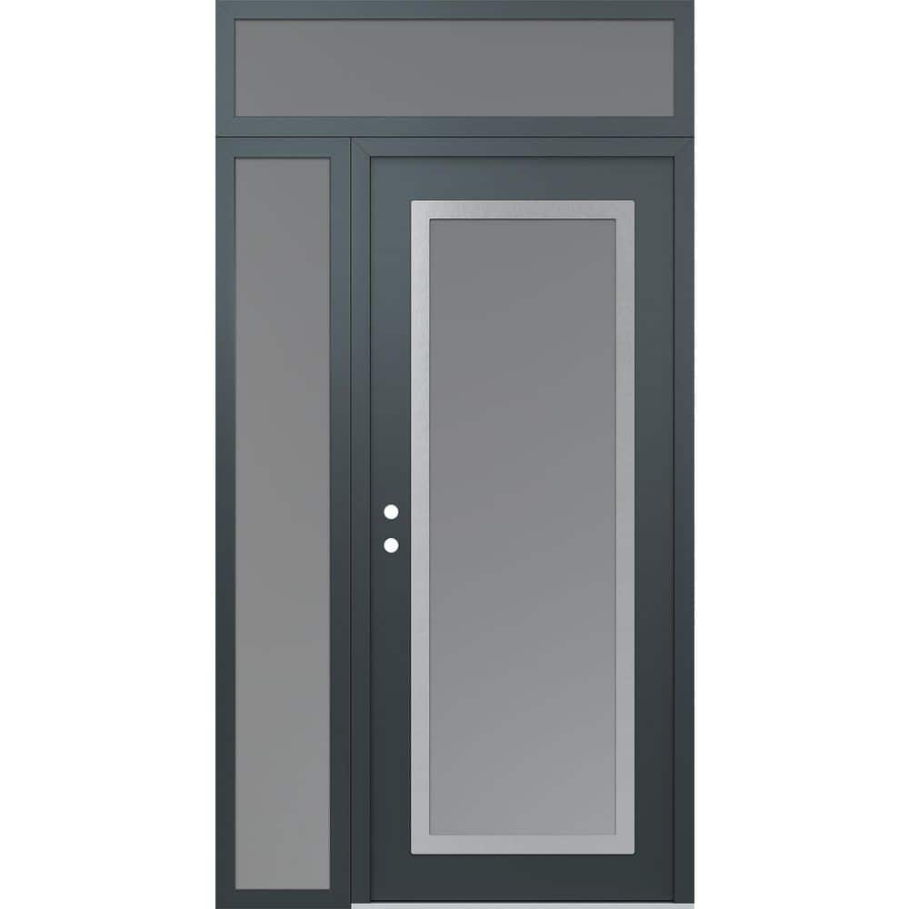 Tessari Doors C1 48 in. x 96 in. Silver P Right-Hand/Inswing Frosted ...