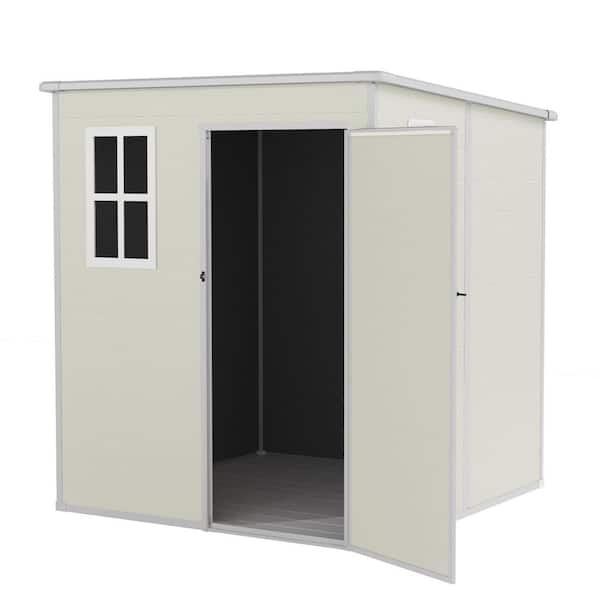 ELPOSUN 6 ft. W x 6 ft. D Beige Durable Outdoor Resin Plastic Storage ...