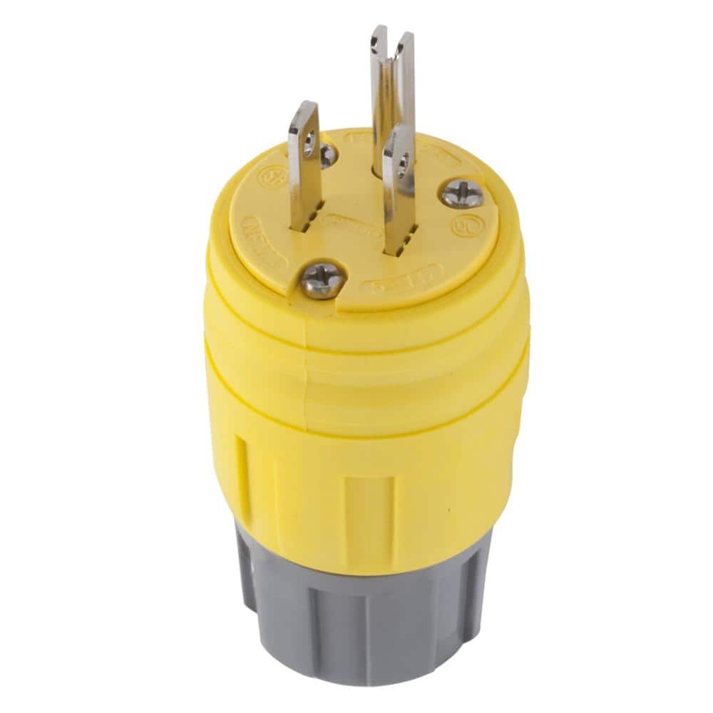 15 Amp 125-Volt 3-Wire Grounding Plug - Yellow 14W47HZ - The Home Depot