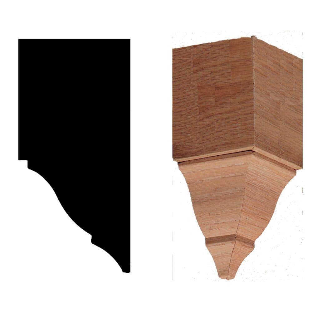 HOUSE OF FARA 2-3/4 in. x 2-3/4 in. x 6 in. Oak Inside Corner Crown ...