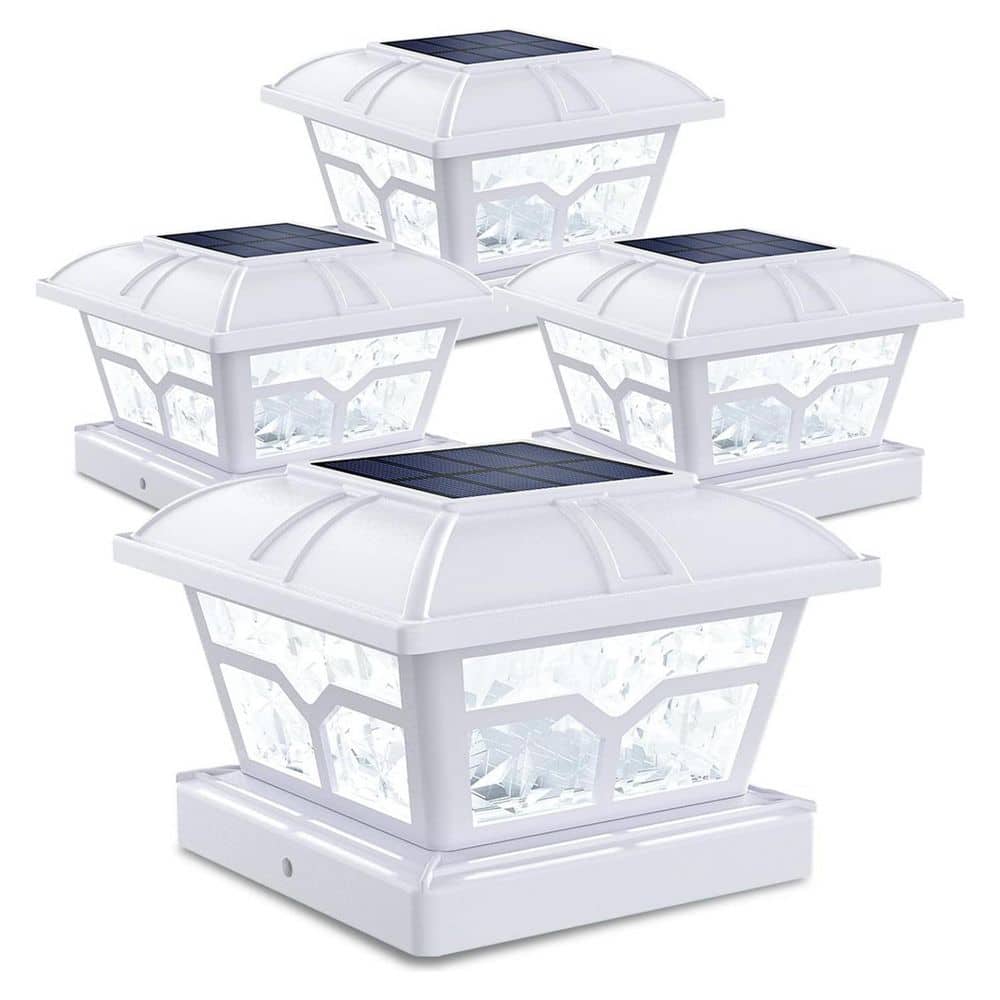 Outdoor Solar Post Cap Lights Warm and Cool White Lighting, White (4 ...