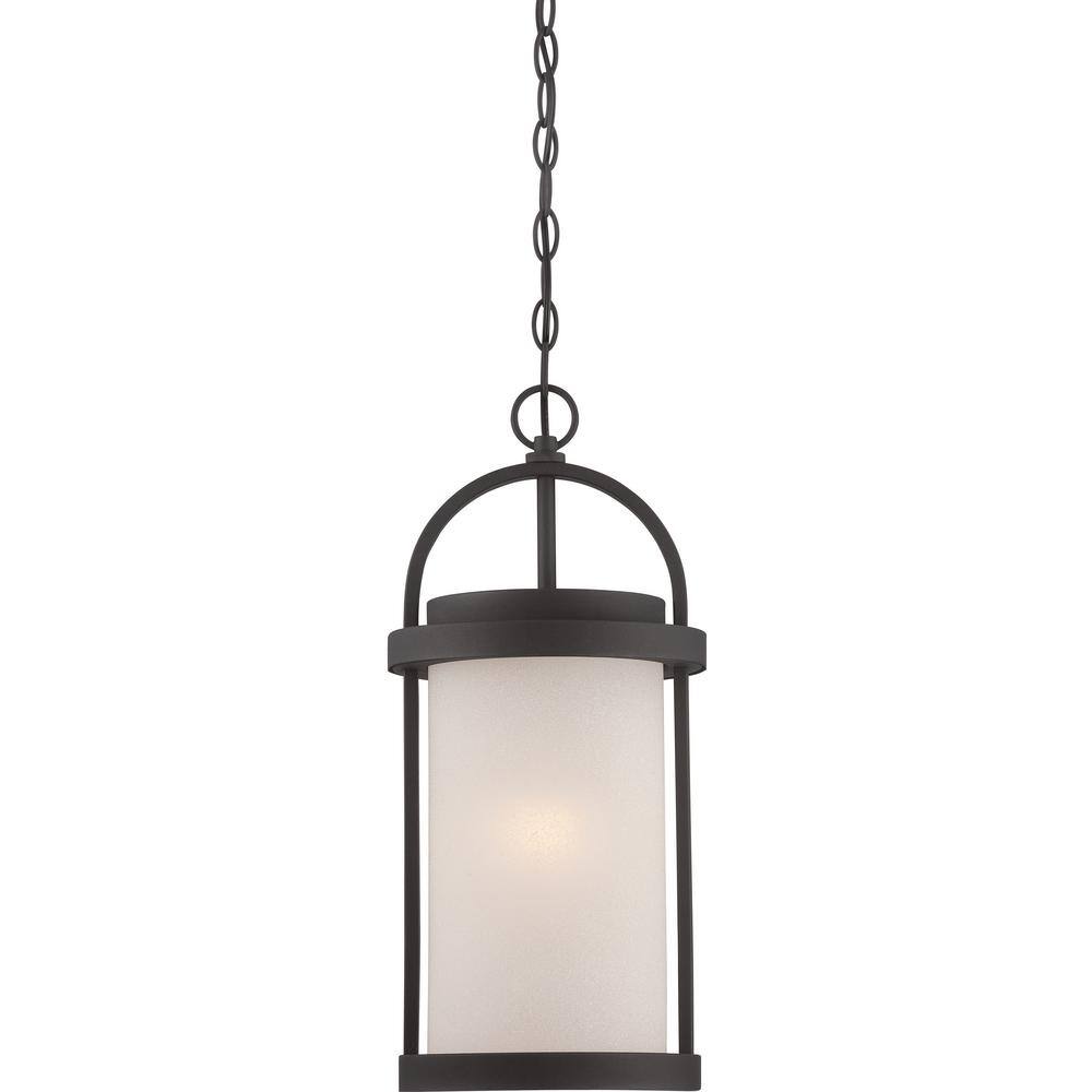 SATCO 9.8-Watt Textured Black Integrated LED Outdoor Hanging Lantern 62 ...