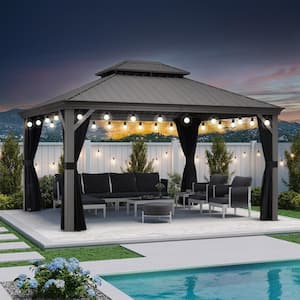 PURPLE LEAF 13 ft. x 15 ft. Light Gray Patio Outdoor Gazebo for ...