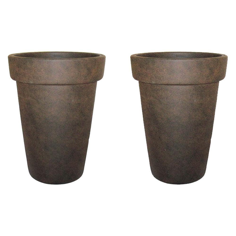 Vigoro Ferndale 16 in. Rust Resin Indoor/Outdoor Decorative Pots ...
