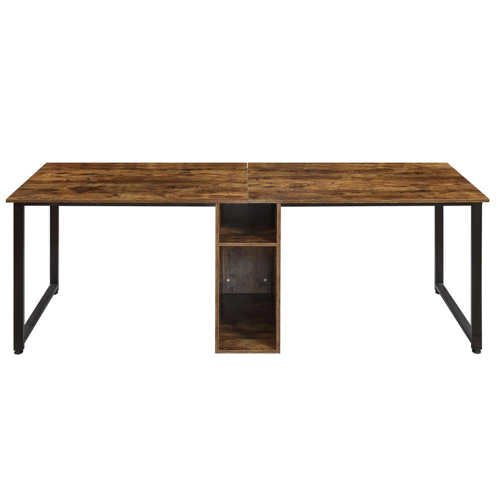 Spaco 78.7 in. 2-Person Desk Brown Wood 2-Person Writing Desk with ...
