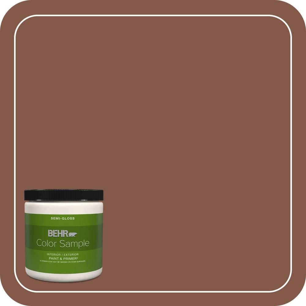 BEHR PREMIUM PLUS 8 oz. #QE-15 Iron Oxide Semi-Gloss Interior/Exterior ...