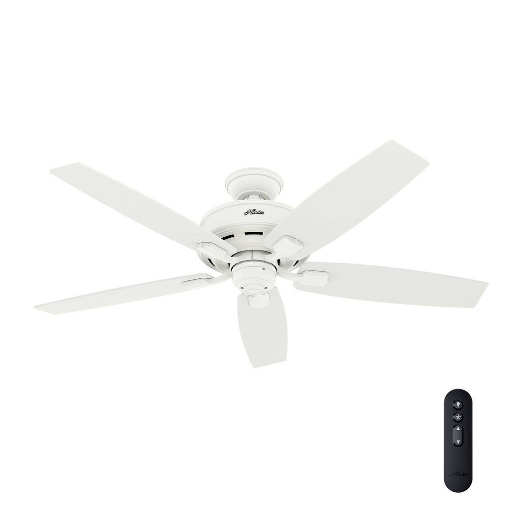 Hunter Bennett 52 in. LED Indoor Matte White Ceiling Fan with Light and ...