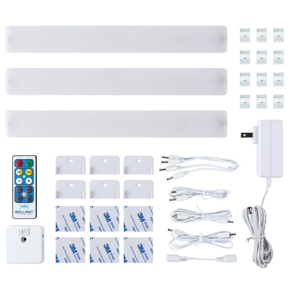 Brilliant Evolution 12 in. LED Under Cabinet Light with Remote (3-Pack) BRRC151