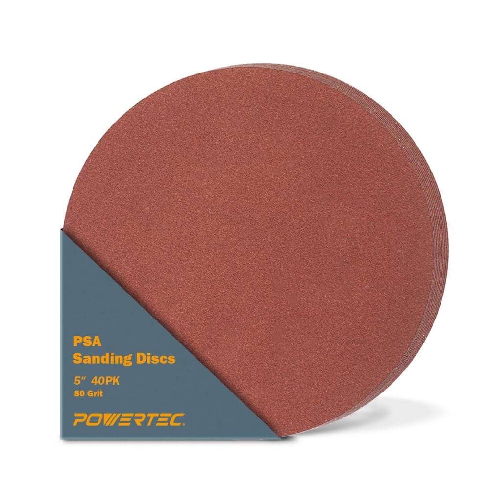 ‎POWERTEC 5 in. PSA Sanding Disc, 80 Grit, Aluminum Oxide Adhesive ...