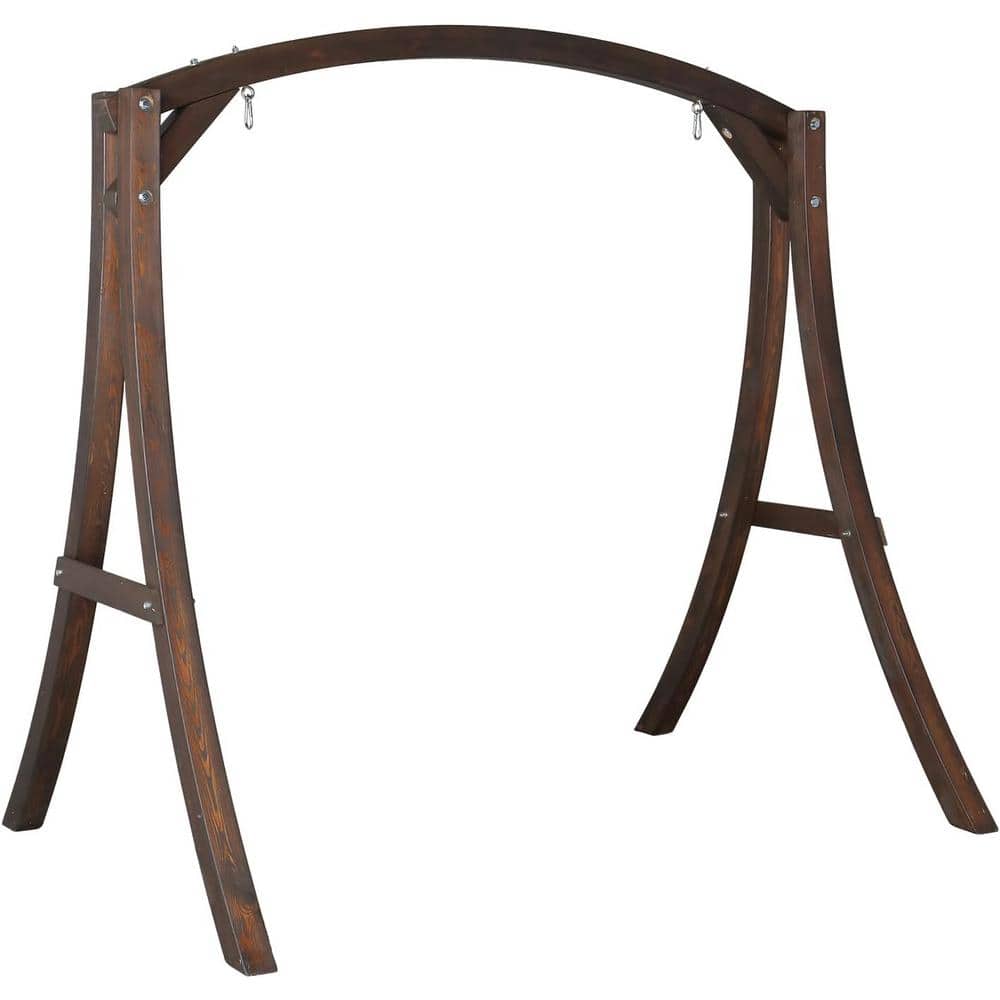 Winado 80 in. 3-Person Tan Wood Patio Swing Stand K1G57000695 - The ...