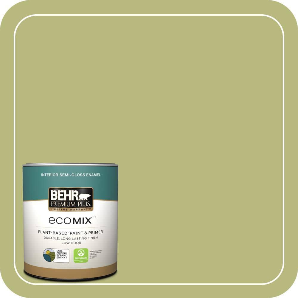 BEHR PREMIUM PLUS 1 qt. #400D-5 Grass Cloth Semi-Gloss Enamel EcoMix ...