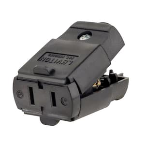 Leviton 15 Amp 2-Pole Straight Blade Grounding Connector, Black 515CR-R ...