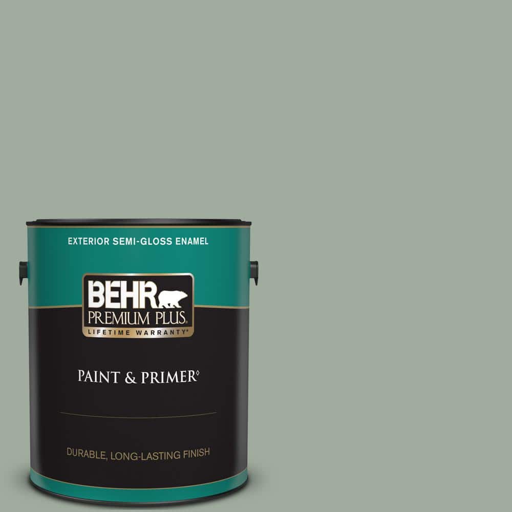 BEHR PREMIUM PLUS 1 gal. #PPU11-15 Green Balsam Semi-Gloss Enamel ...