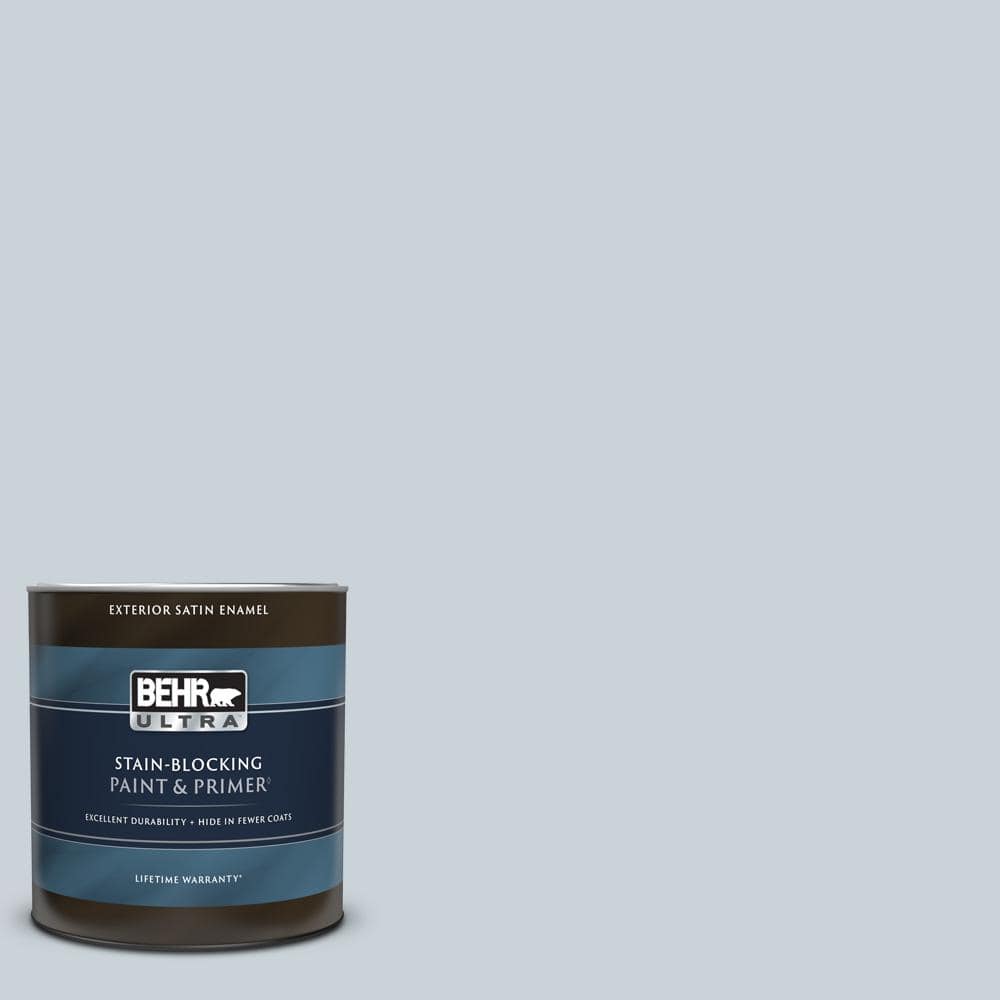 BEHR ULTRA 1 qt. #N480-1 Light Drizzle Satin Enamel Exterior Paint ...
