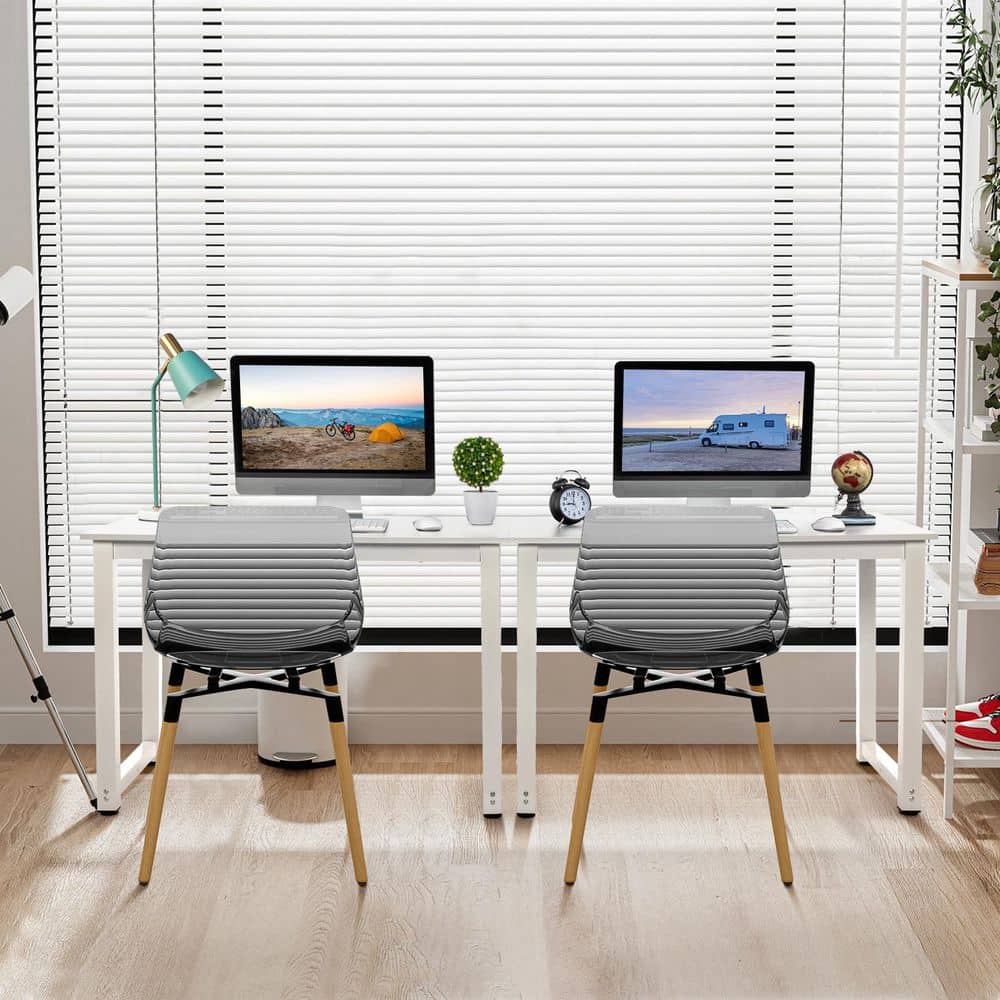 Karl home 43.3 in. Rectangular White Minimalist Computer Desk ...