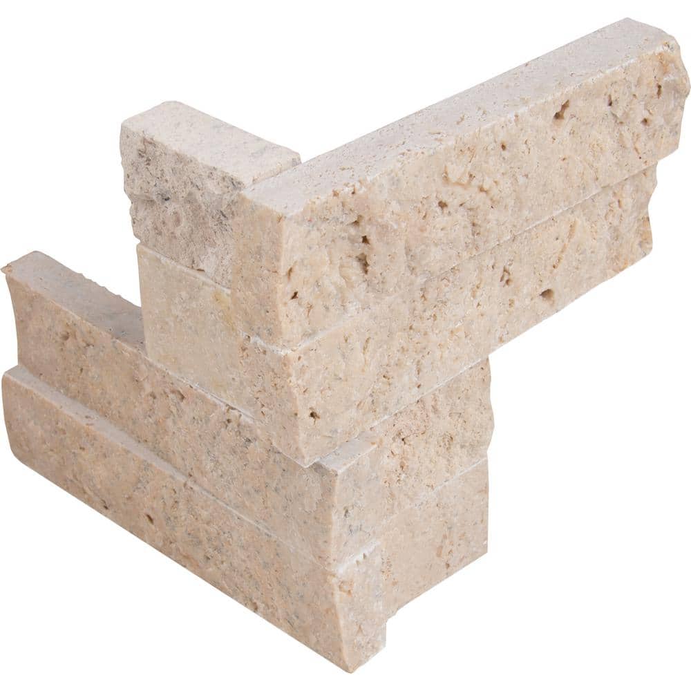 MSI Roman Beige Ledger Corner 6 in. x 6 in. Splitface Travertine Wall ...