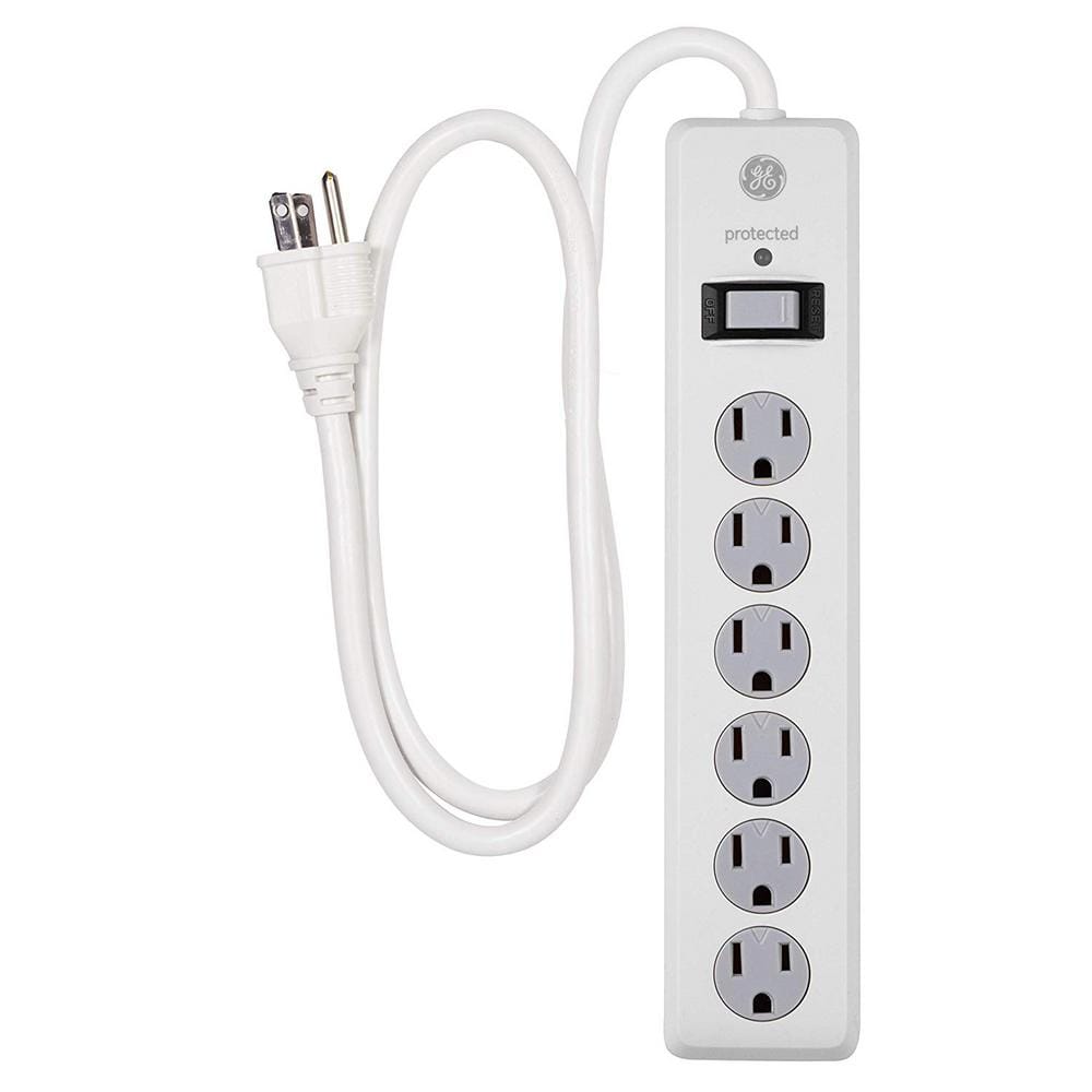 GE 6-Outlet Surge Protector with Twist-to-Lock Covers and 3 ft ...