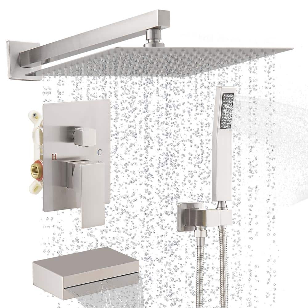 BWE Single Handle 3-Spray Tub and Shower Faucet with Tub Spout 2.5 GPM ...