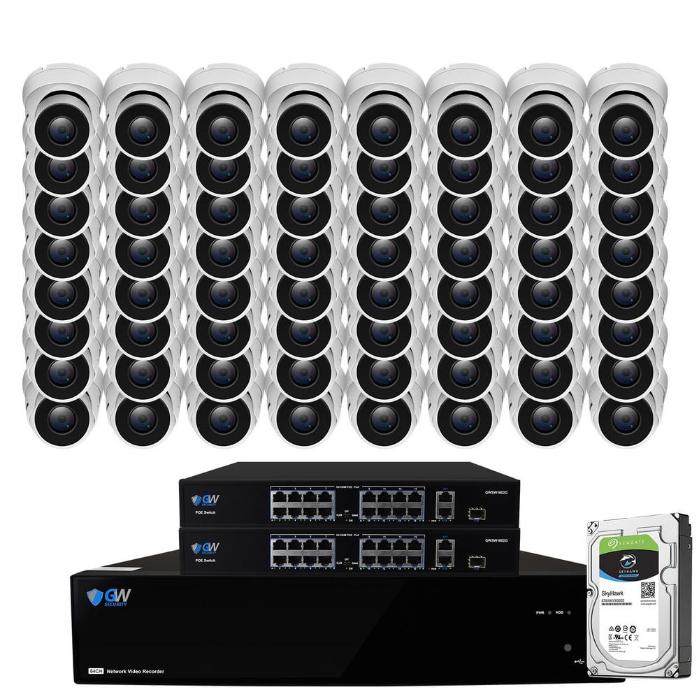 GW Security 64-Channel 8MP 16TB NVR Smart Security Camera System w/64 ...