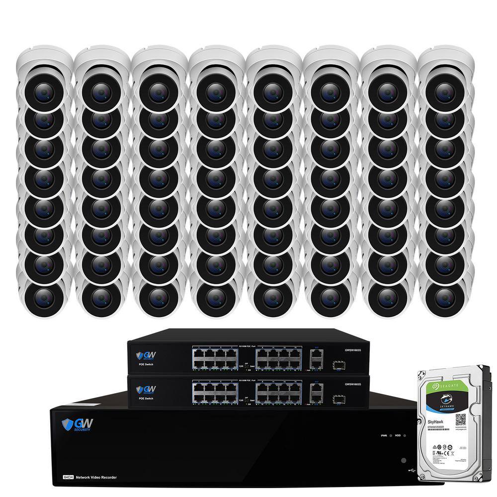 GW Security 64-Channel 8MP 16TB NVR Smart Security Camera System w/64 ...