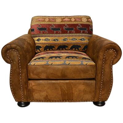 PORTER DESIGNS Hunter 84 in. Pattern Pattern Faux Leather 3-Seater ...