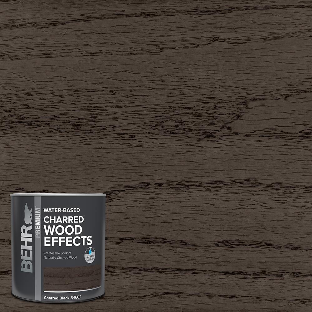 BEHR PREMIUM 1 qt. Charred Black Transparent Wood Effects Water-Based ...